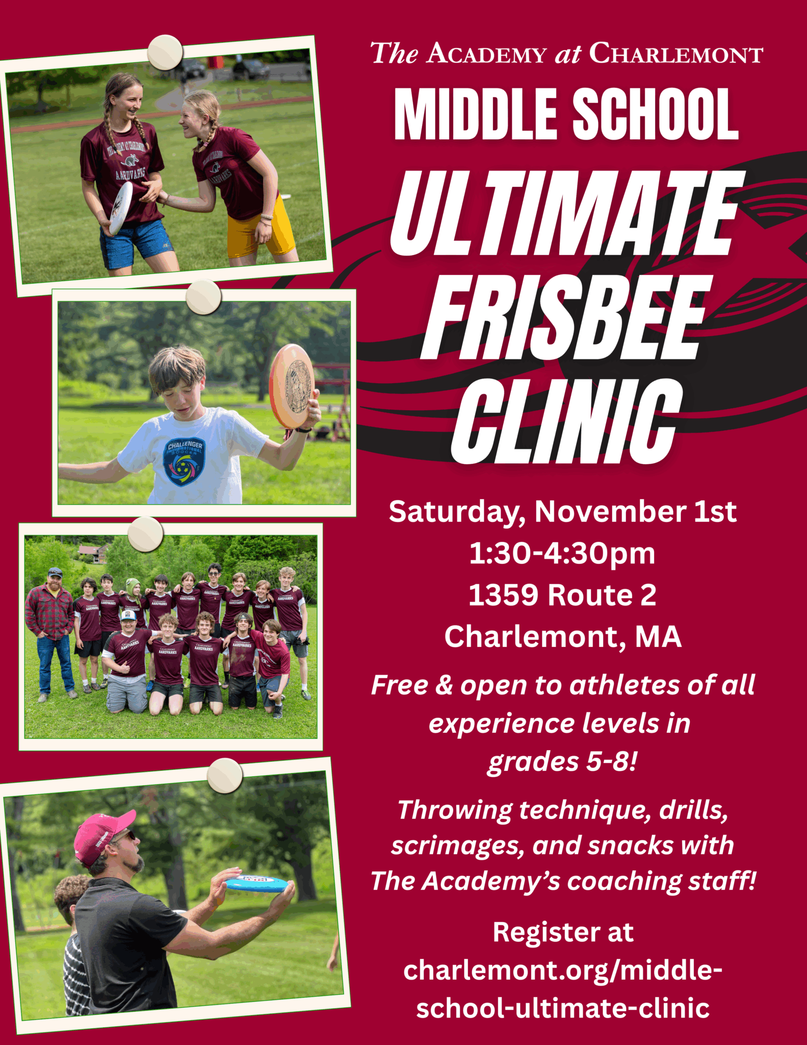 Middle School Ultimate Frisbee Clinic
